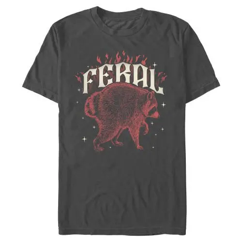 LOST GODS Feral Jimothy The Raccoon Short Sleeve T-shirt - Charcoal