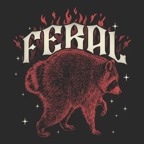 LOST GODS Feral Jimothy The Raccoon Short Sleeve T-shirt - Charcoal