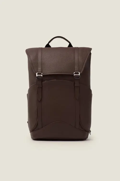 WOOL & OAK Wings Lightweight Minimalist Leather Travel Backpack - Chocolate