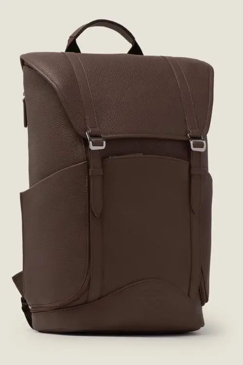 WOOL & OAK Full Grain Leather Travel Backpack - Chocolate