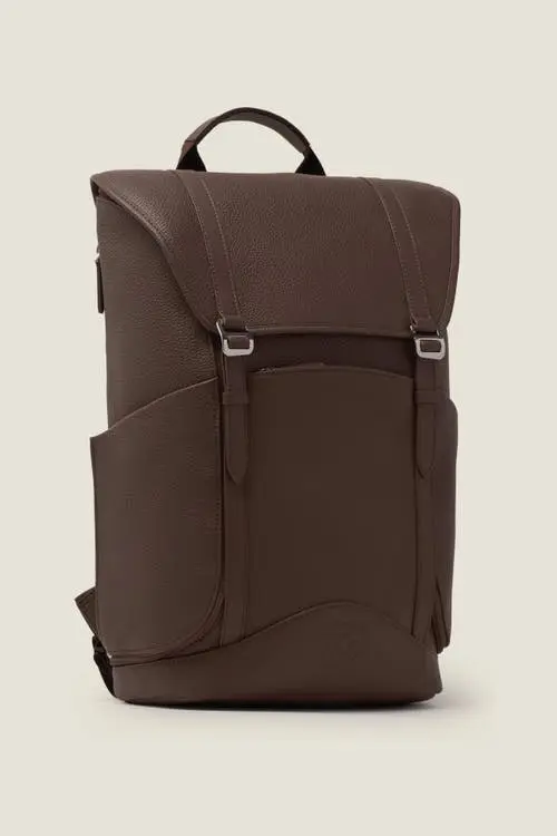 WOOL & OAK Full Grain Leather Travel Backpack - Chocolate