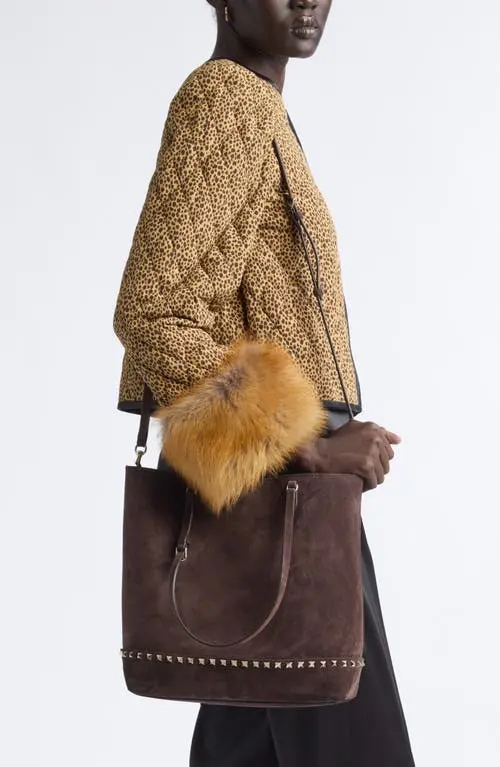 Valentino Garavani Medium Rockstud Suede Tote