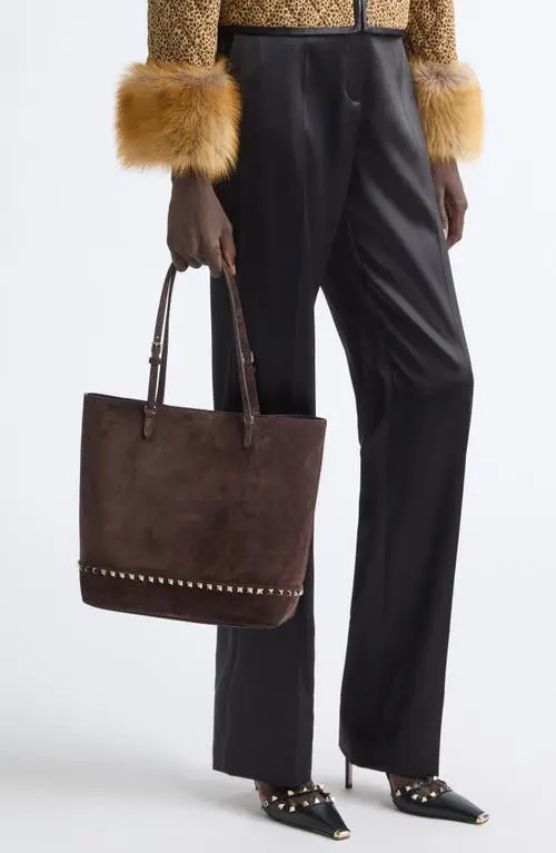 Valentino Garavani Medium Rockstud Suede Tote