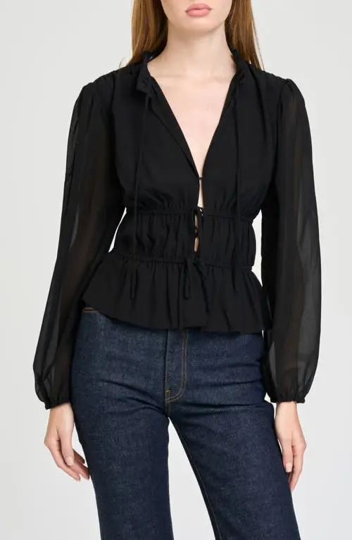 WAYF Elodie Gathered Top - Black