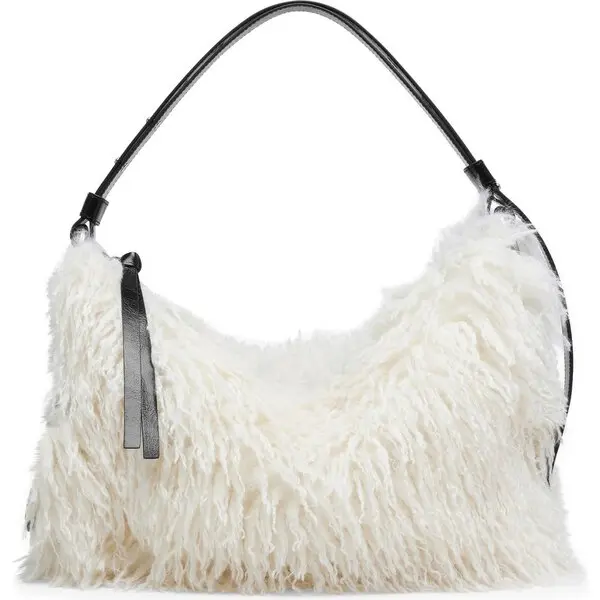 Marc Jacobs Scene Grunge Large Faux Fur Shoulder Bag - Ivory