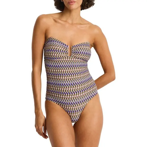 SEA LEVEL U-bar Bandeau One-piece Swimsuit - Cocoa