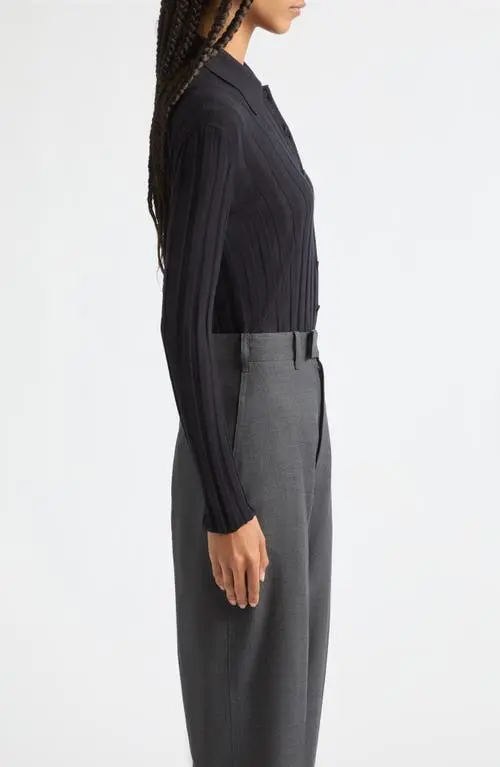 Plan C Rib Extrafine Merino Wool Cardigan