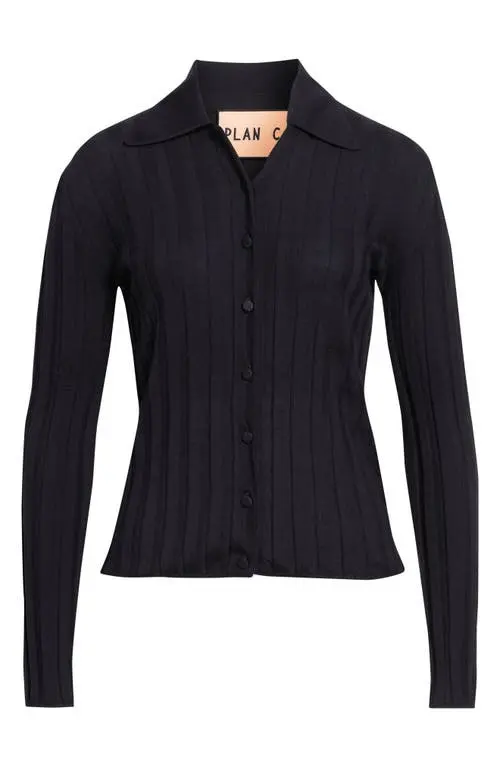 Plan C Rib Extrafine Merino Wool Cardigan