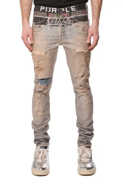 PURPLE BRAND Skinny Trompe L'oeil Boxer Jeans - Blue Multi