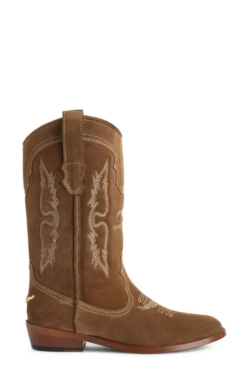 Zadig&Voltaire Tex Western Wild Leather Western Boot - Cognac