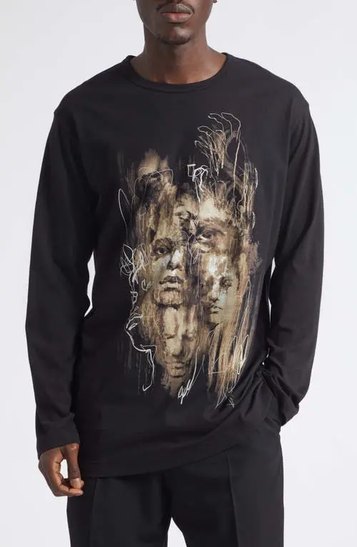 Yohji Yamamoto Long Sleeve Graphic T-shirt - Black