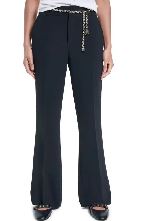Karl Lagerfeld Paris Chain Belt Straight Leg Career Pants - Black