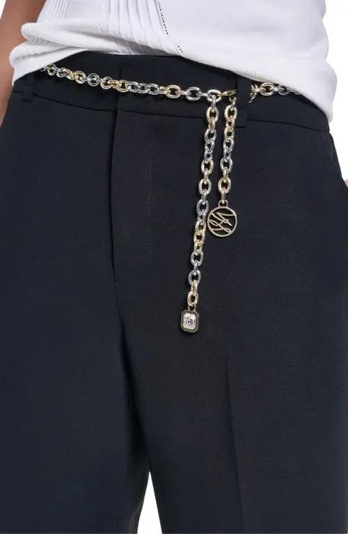 Karl Lagerfeld Paris Chain Belt Straight Leg Career Pants - Black