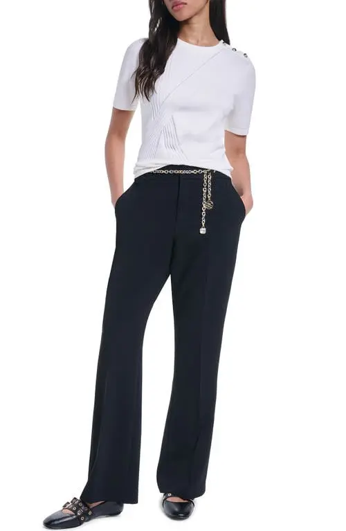 Karl Lagerfeld Paris Belted Crepe Trousers - Black