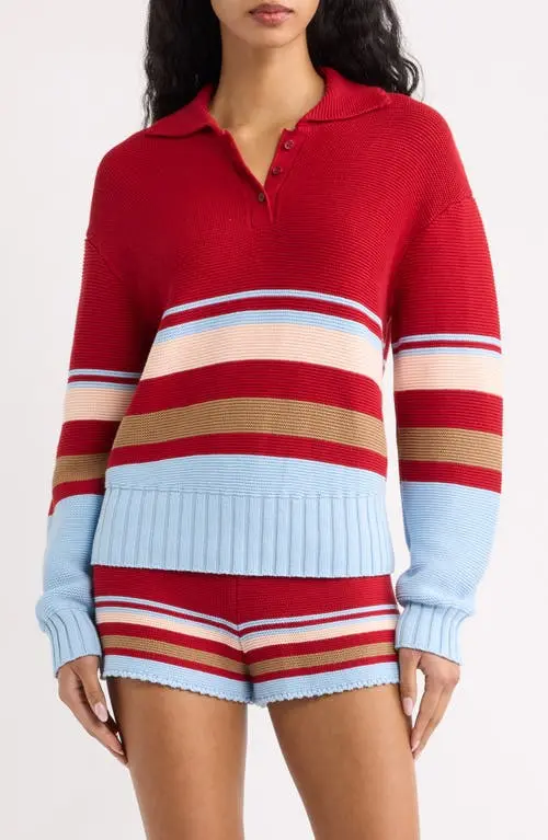 Solid & Striped The Cleo Striped Cotton Sweater - Cranberry Multi
