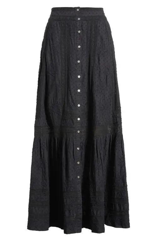 LoveShackFancy Araminta Lace Clip Dot Maxi Skirt