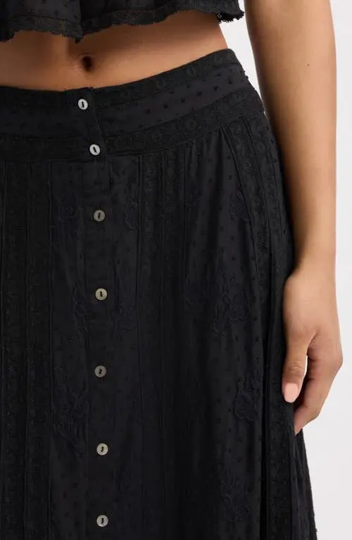 LoveShackFancy Araminta Lace Clip Dot Maxi Skirt - Black