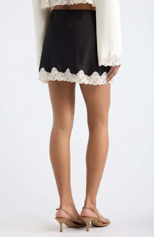 LoveShackFancy Sabrine Satin & Lace Miniskirt