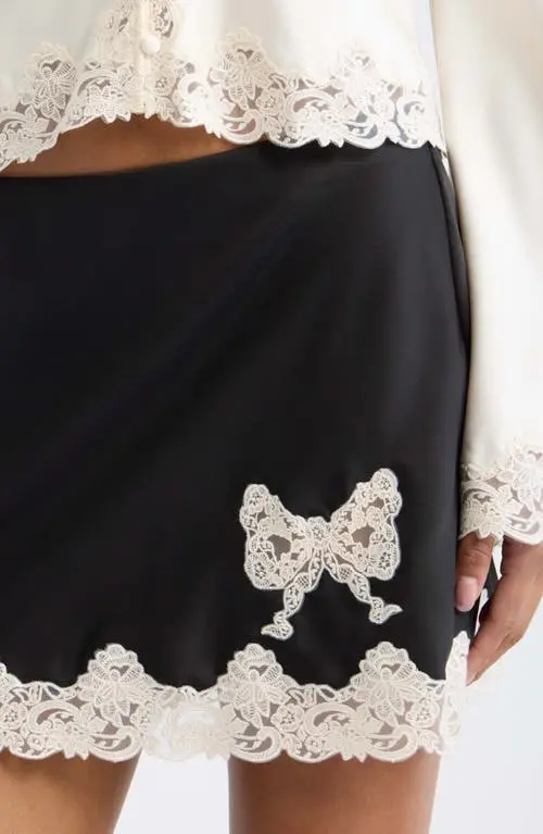 LoveShackFancy Sabrine Satin & Lace Miniskirt