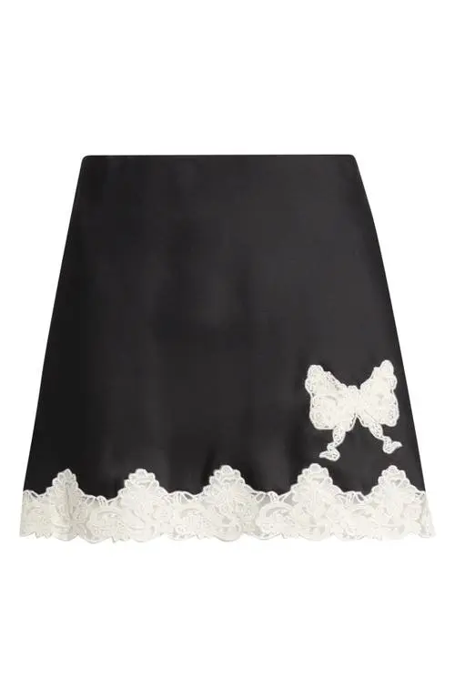 LoveShackFancy Sabrine Satin & Lace Miniskirt