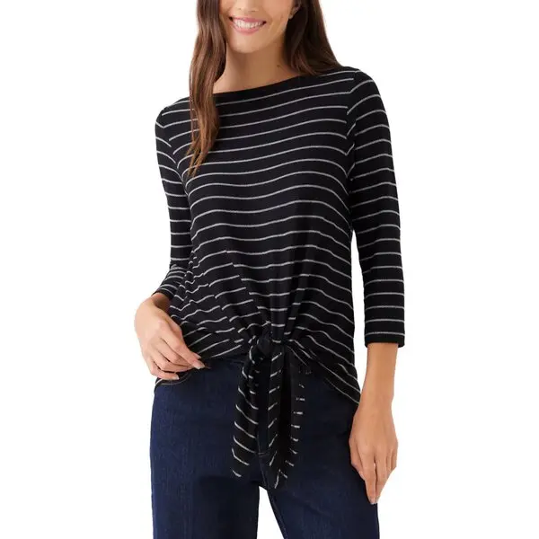 Karen Kane D Boatneck Top With Front Tie - Stripe
