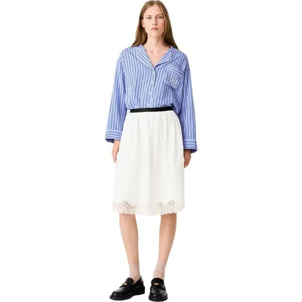 Maje Mid-length Cotton And Lace Skirt - White