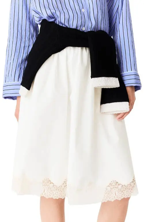 Maje Mid-length Cotton And Lace Skirt