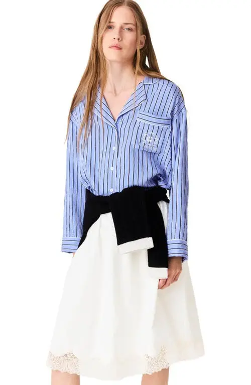 Maje Mid-length Cotton And Lace Skirt
