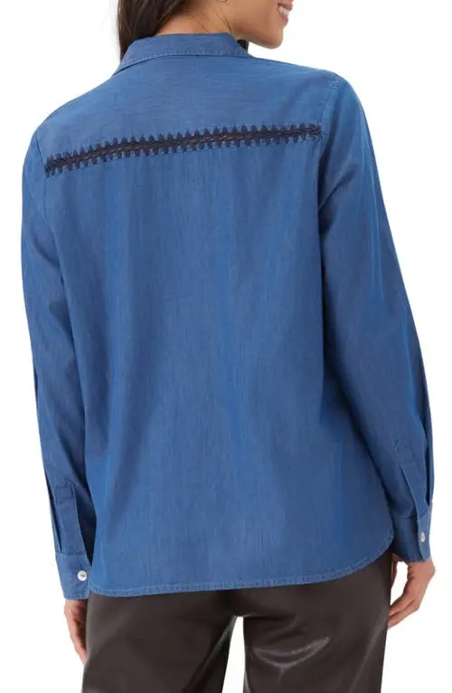 Karen Kane Crochet Trim Cotton Button Up Shirt