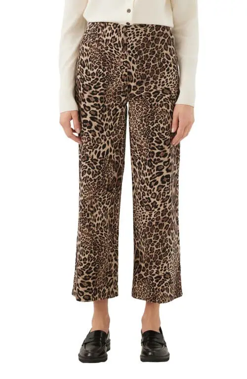 Karen Kane Crop Wide Leg Corduroy Pants - Cheetah