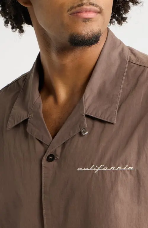 PACSUN Ca Embroidered Camp Shirt
