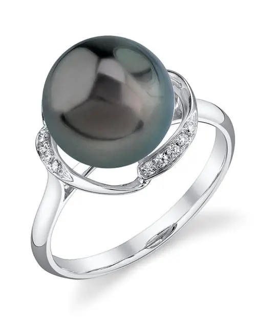 The Pearl Source Tahitian South Sea Pearl & Diamond Ruby Ring - White Gold