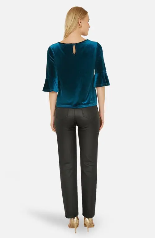 YUMI Fluted Sleeve Relaxed Fit Top - Teal