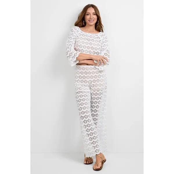 Trina Turk Dzo Dzo Crochet Lace Pant - White
