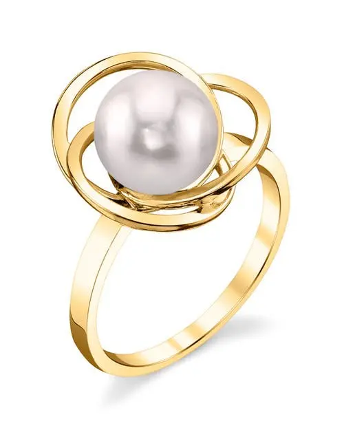 The Pearl Source Akoya Pearl Lexi Ring - Yellow Gold
