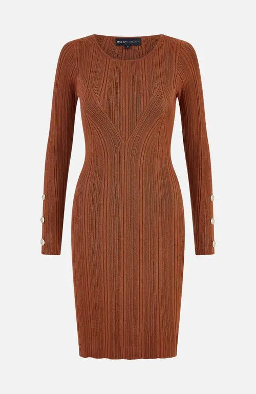 YUMI Fitted Button-detail Shimmery Midi Dress