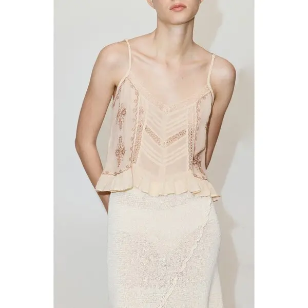 Mango Embroidered Crinkled Camisole