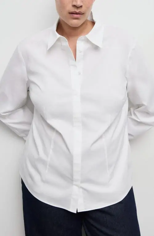 Mango Slim Fit Poplin Shirt - White