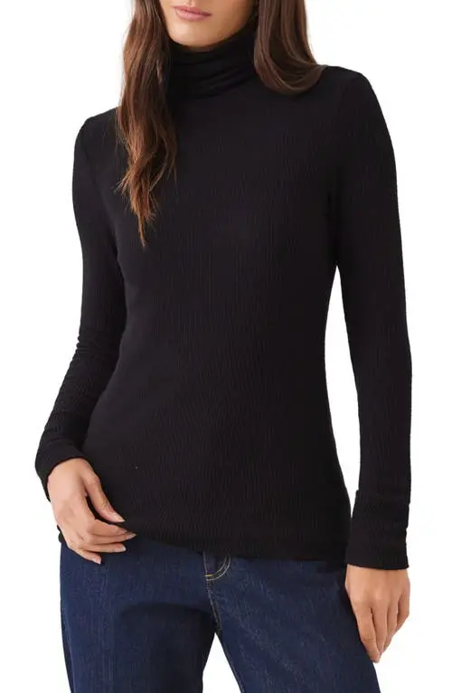 Karen Kane Ribbed Turtleneck Top - Black