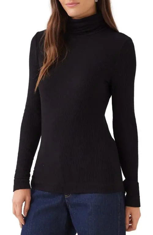 Karen Kane Ribbed Turtleneck Top - Black