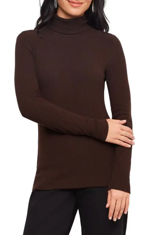 Karen Kane Ribbed Turtleneck Top - Chocolate