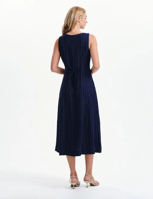 FINERY LONDON Jillian Stripe Button Through Dress - Navy Stripe