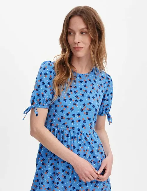 FINERY LONDON Jessa Tiered Midi Dress - Blue Ditsy