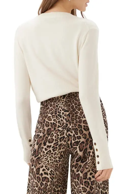 Karen Kane Crewneck Button-up Cardigan - Cream