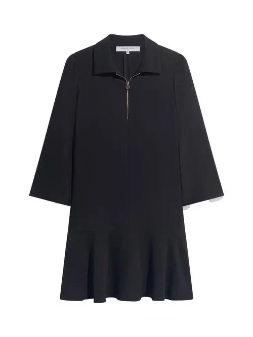 Gerard Darel Carla Zip Front Crepe Mini Dress