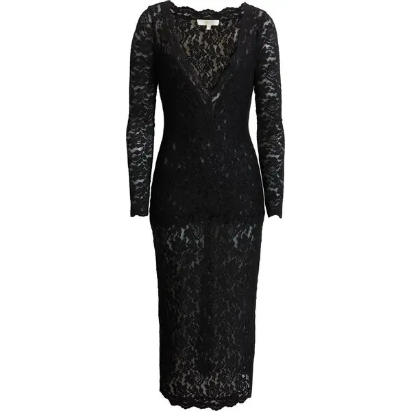 LoveShackFancy Niven Long Sleeve Lace Cocktail Sheath Dress