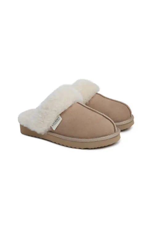 CELTIC & CO. Studio Fur Edge Mule Slippers - Camel