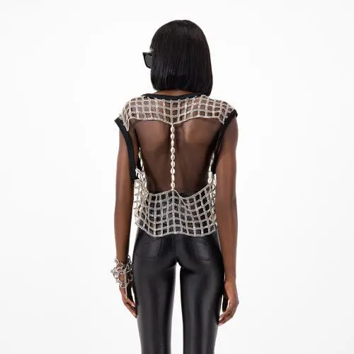UCHÈ Sequin Cut Out Top