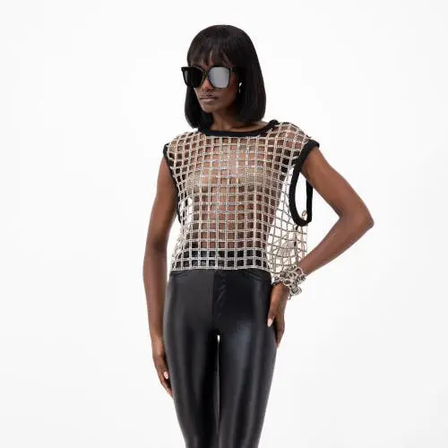 UCHÈ Sequin Cut Out Top