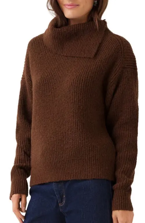Karen Kane Split Neck Sweater - Espresso